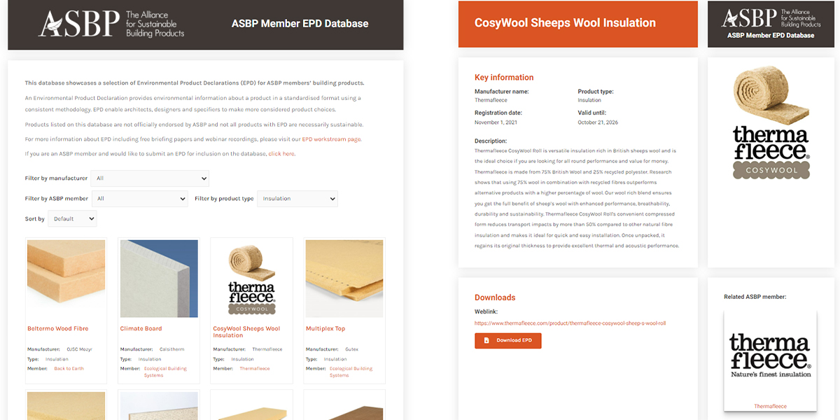 EPD database launched of ASBP member products - The Alliance for Sustainable Building Products